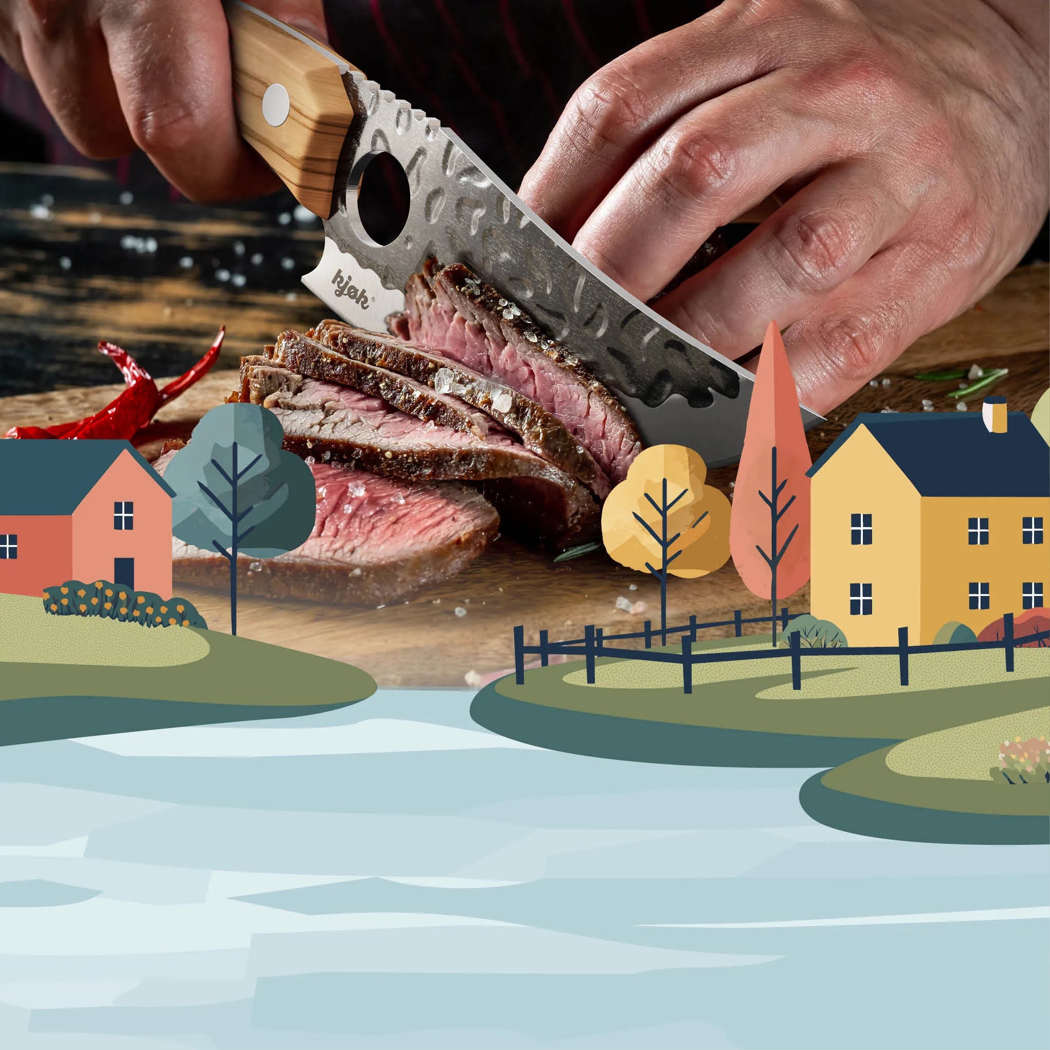 Outdoormesser & Grillmesser mit Olivenholzgriff | kjøk | kjøk